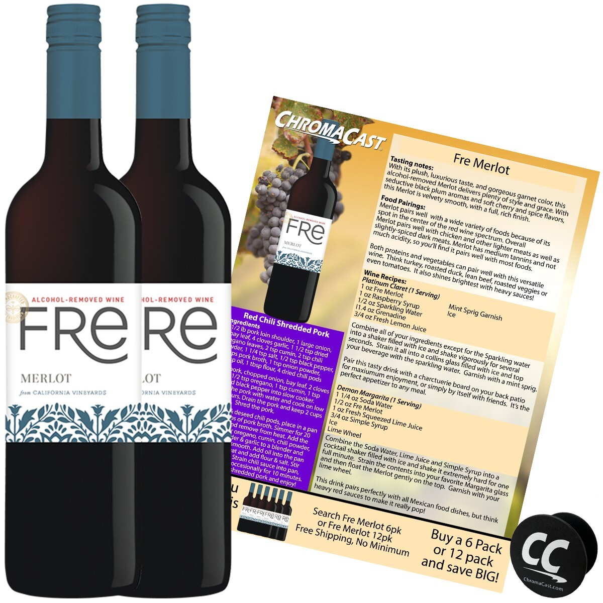 Sutter Home Fre Merlot Non-Alcoholic Red Wine, Experience Bundle, 2 ...