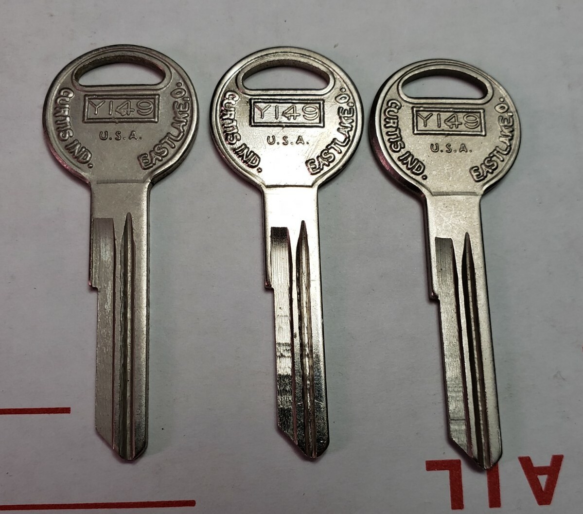 2 Vintage Car Automobile Uncut Blank Key Curtis Y-149 for sale online ...