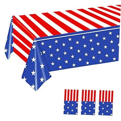 Atoplutly 3 Pack Plastic Tablecloths Plastic Table 108X54in American ...