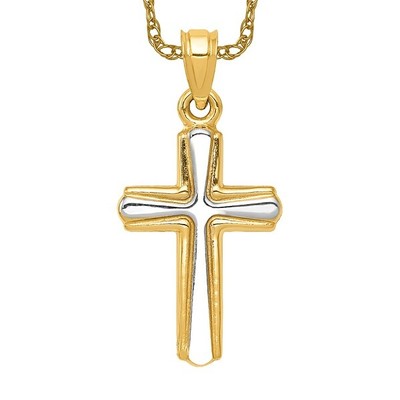 14K Yellow Gold Latin Mexican Holy Cross Necklace Religious Pendant ...
