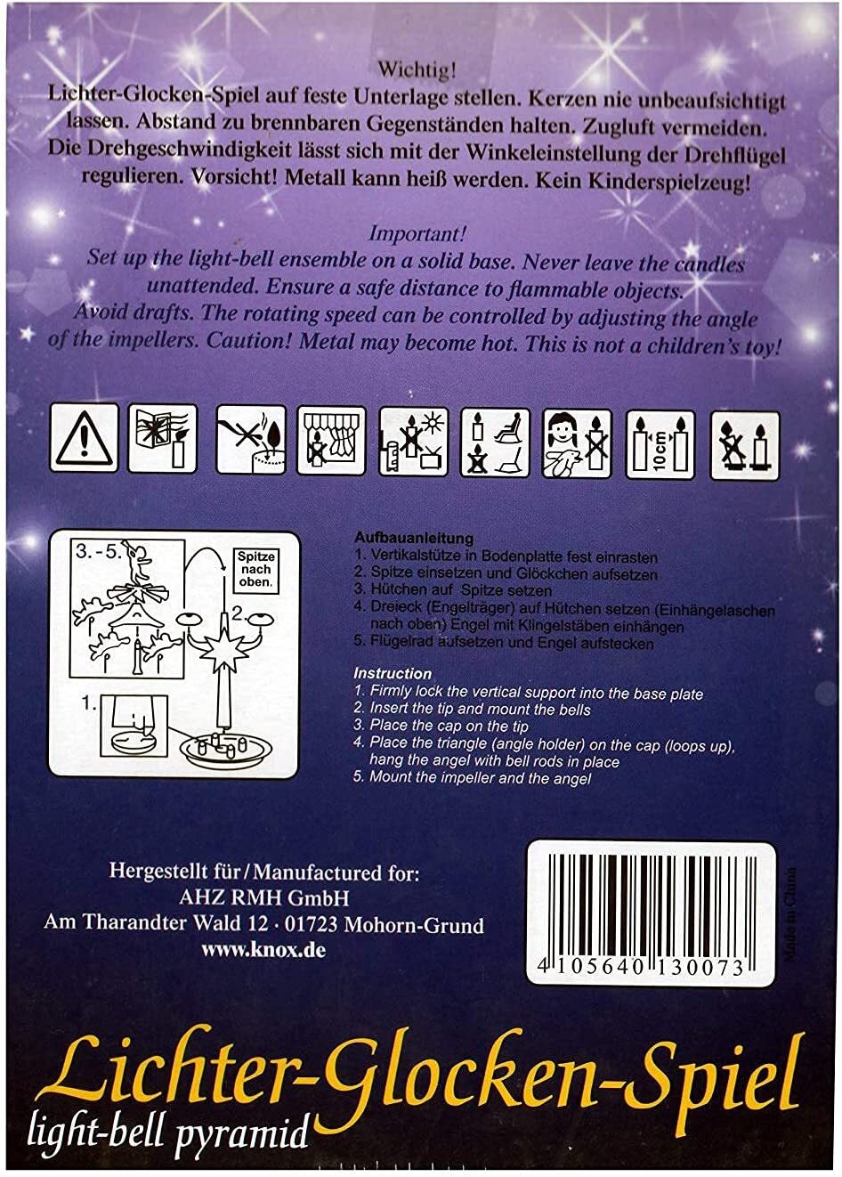 SWEDISH STYLE GOLD METAL ANGEL LIGHT BELL PYRAMID CHIME SET w/CANDLES ...