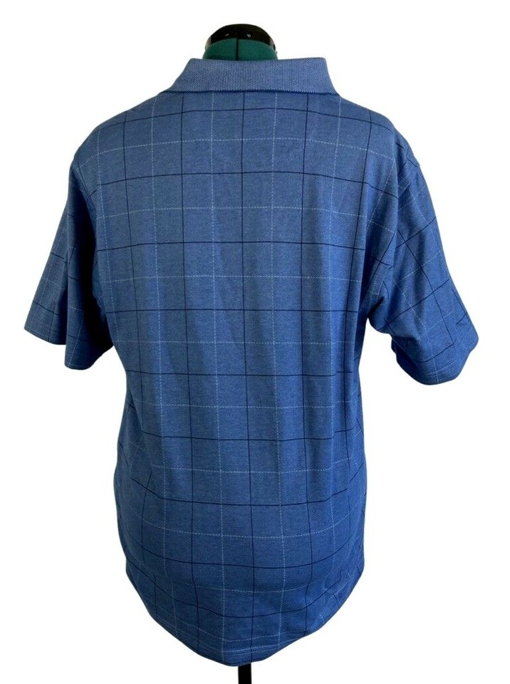 ARROW Short Sleeve Men's Polo Shirt Blue Check Plaid Size M | eBay
