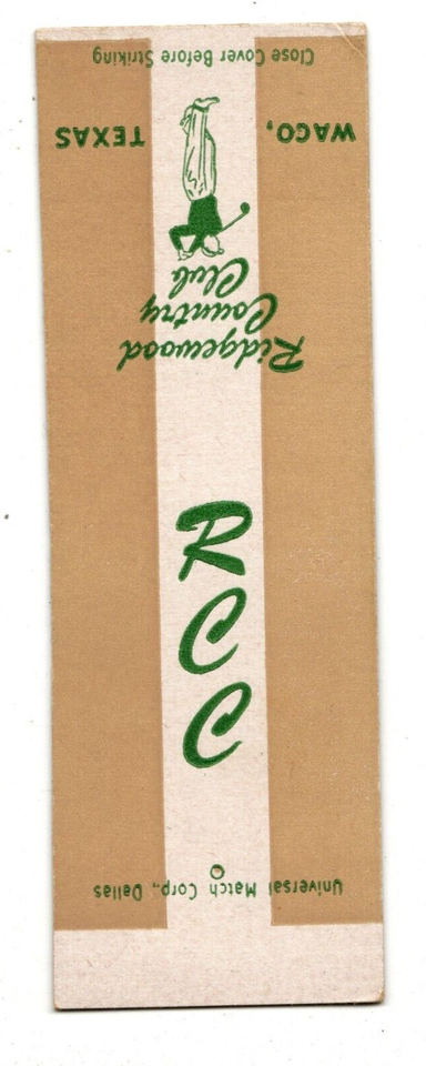 RIDGEWOOD COUNTRY CLUB salesman sample matchcover - GOLF - 1940'S ...