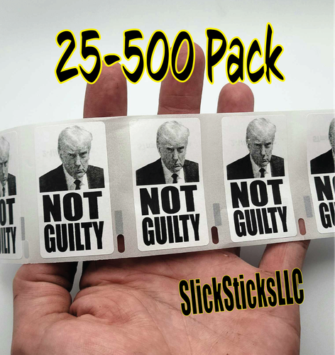 "NOT GUILTY" Stickers 25-500 Pack decal labels bulk trump innocent ...