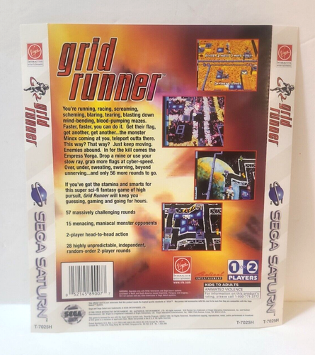 Grid Runner Sega Saturn Authentic Back Cover Artwork ONLY OEM Original ...