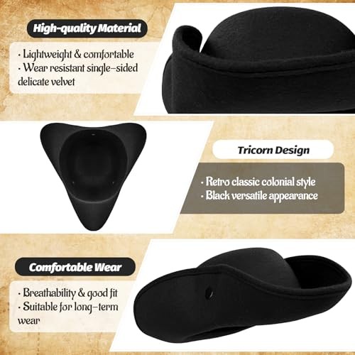 Pirate Hat for Men Women,Pirate Costume Accessories Hat,Colonial ...
