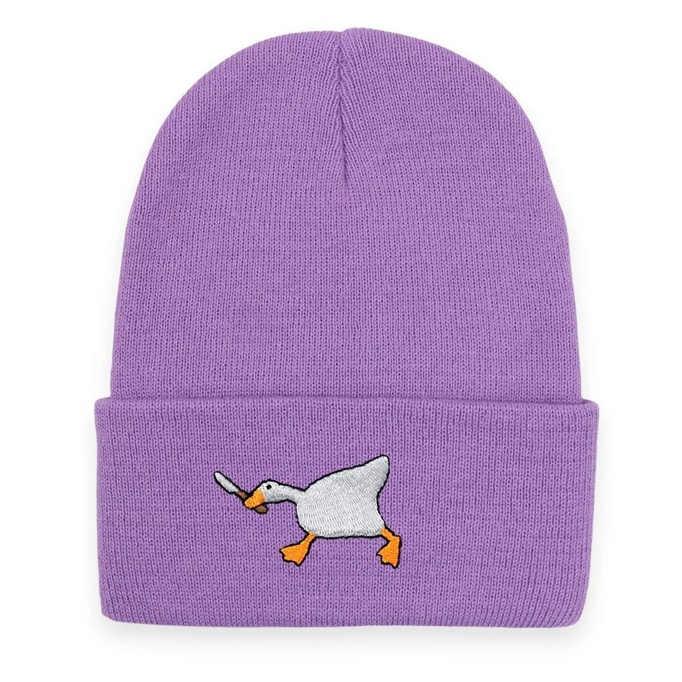 Knit Beanie Hat with Goose Embroidery – Unisex Winter Beanie, Warm ...