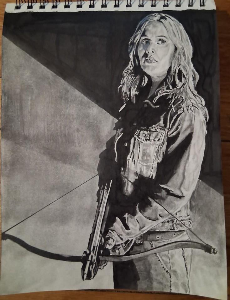 Pencil and ink illustration Faith the Vampire Slayer Buffy Eliza Dushku ...