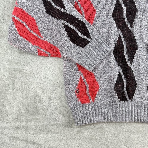 Vintage Burlington Sweater Womens Gray Red Black Geometric Mock Neck ...