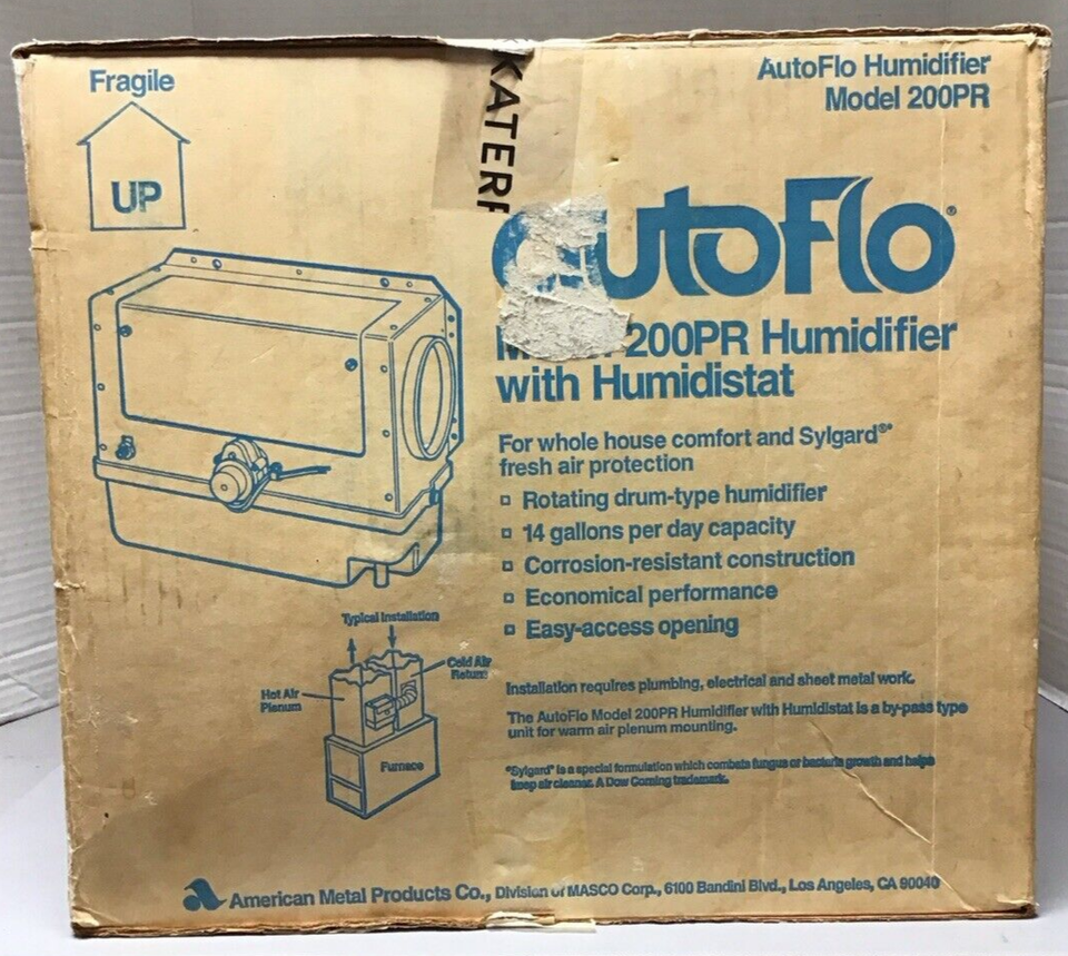 AutoFlo 200P Drum Power Whole House Bypass Style Humidifier w/ Controls ...