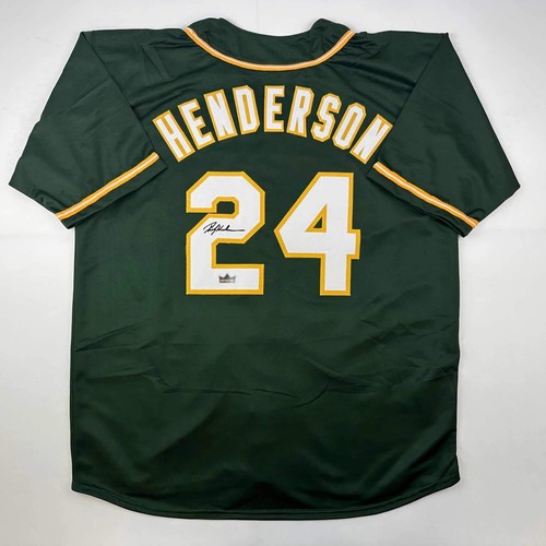 Facsimile Autographed Rickey Henderson Oakland Green Reprint Auto ...