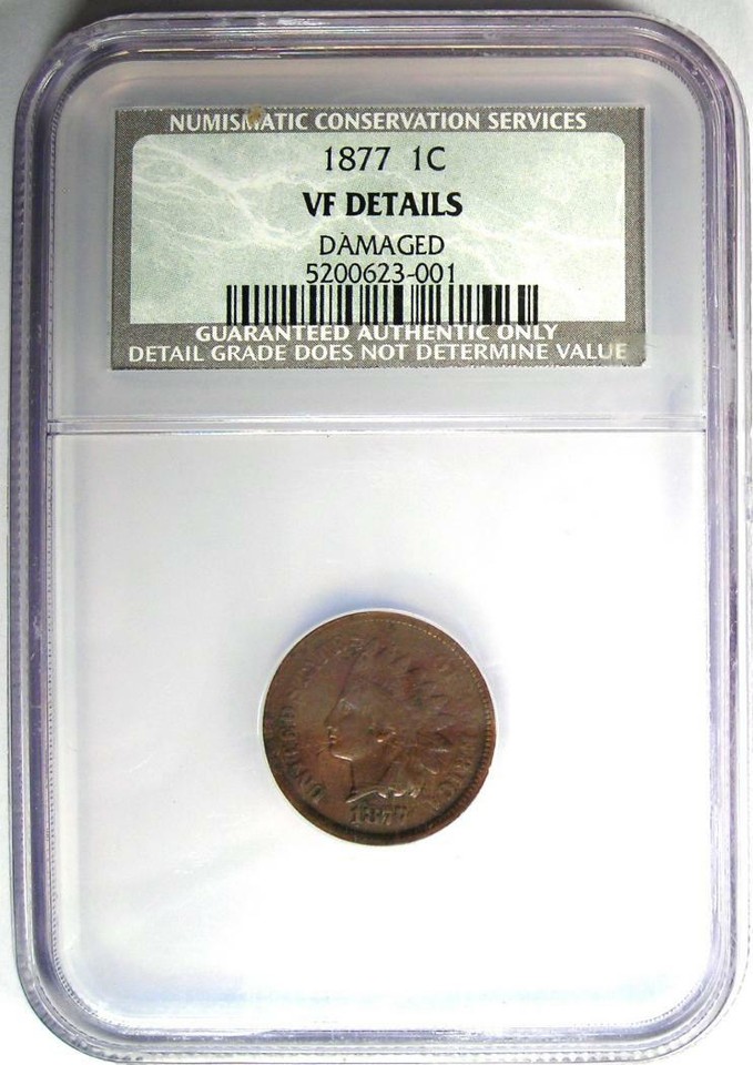 1877 Indian Cent 1C - Certified NGC VF Detail - Rare Key Date Certified ...