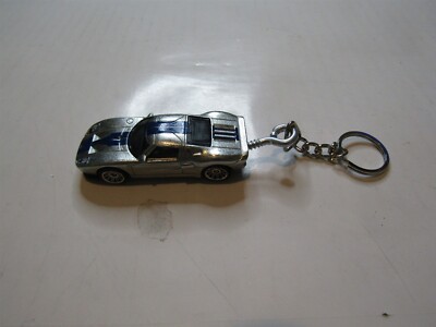 2005 2006 FORD GT GT40 GT-40 DIECAST MODEL KEYCHAIN SILVER W BLUE ...