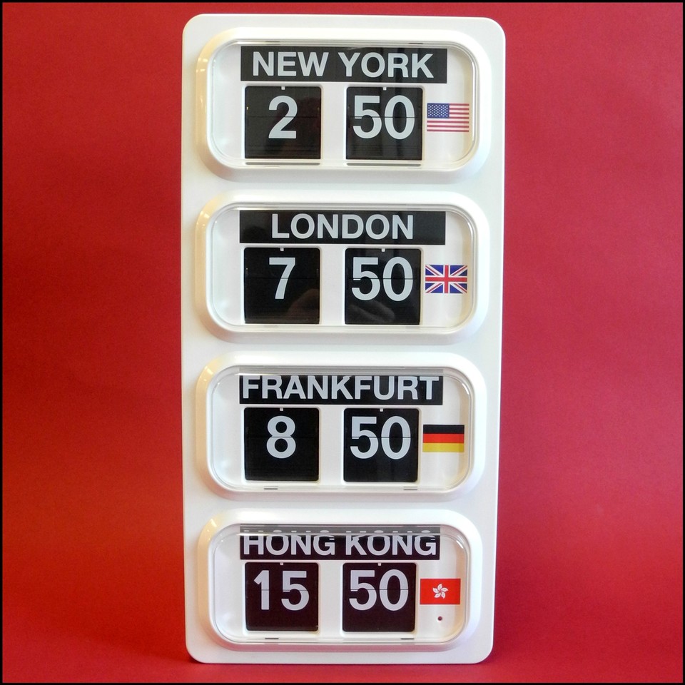 Grayson World Time Zone Flip Clock New York London Hong Kong Frankfurt ...