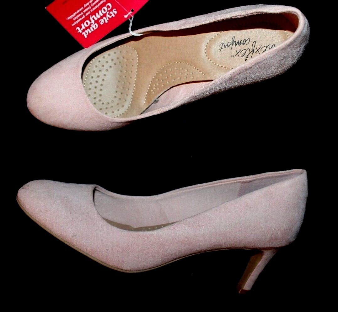 Dexflex Comfort Karma Women's Round Toe Pink Faux Suede Pump High Heel ...