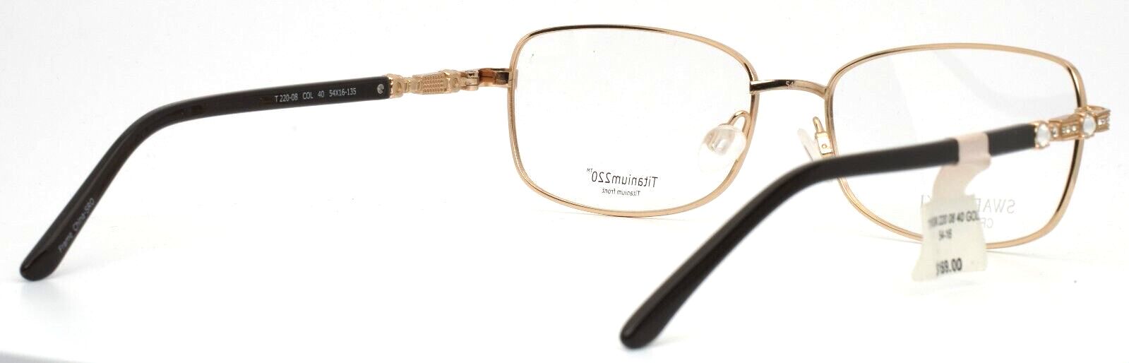 TITANIUM 220 08 Col 40 Gold Womens Rectangle Full Rim Eyeglasses 54-16 ...