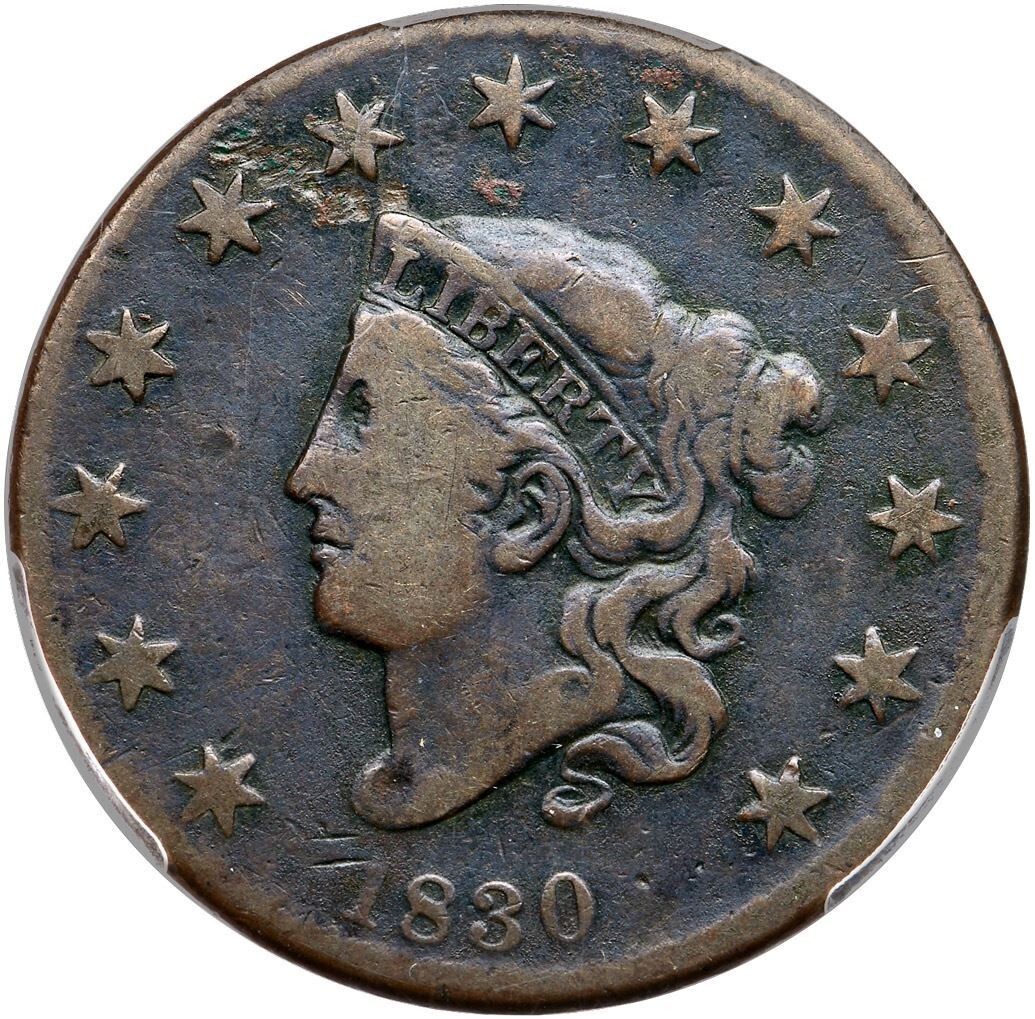 1830 N-11 R-5 PCGS F Details Matron or Coronet Head Large Cent Coin 1c ...