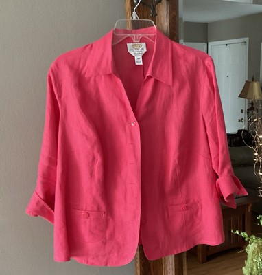 Talbots Irish Linen Women’s Petite 14W Barbie Pink Jacket, 3/4 Cuffed ...