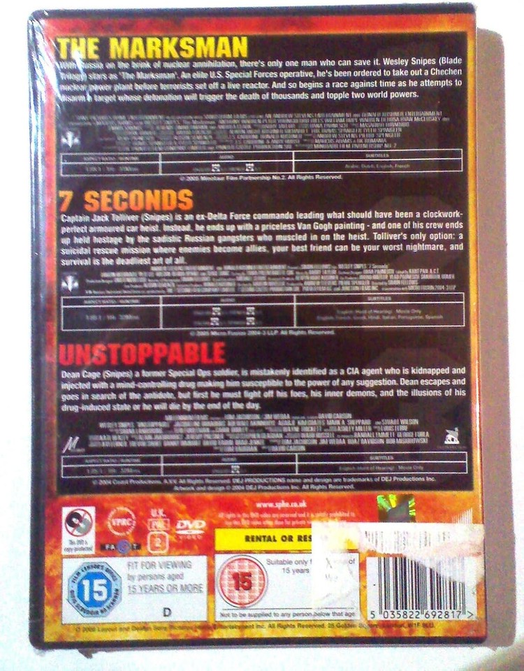 Wesley Snipes Collection: Seven Seconds / The Marksman / Unsto (DVD ...