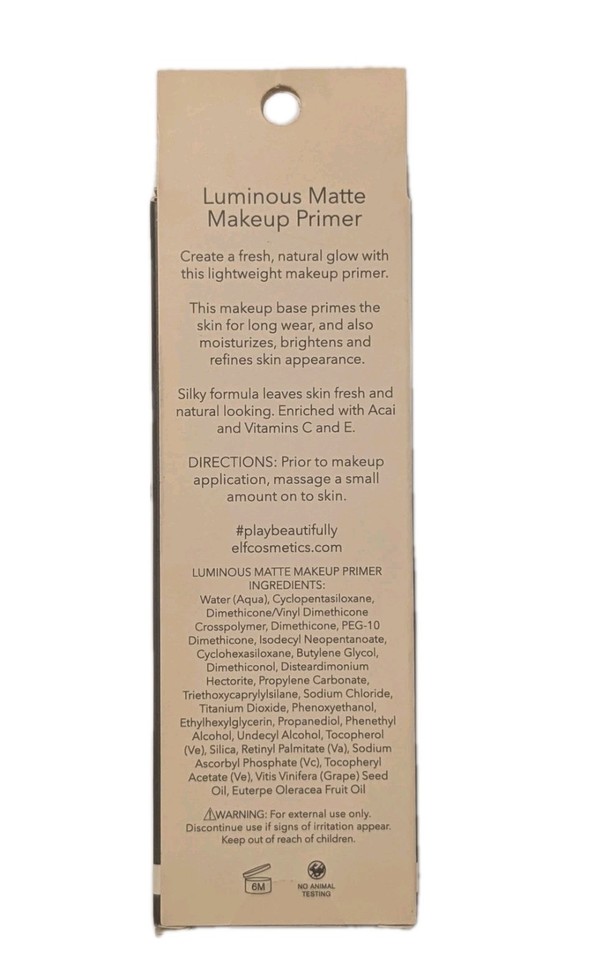 e.l.f. Beautifully Bare Luminous Matte Makeup Primer W/Açaí Berry ...