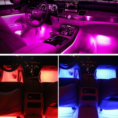 LED RGB Color Interior Car Interior Neon Light Kit Accent Lighting | eBay