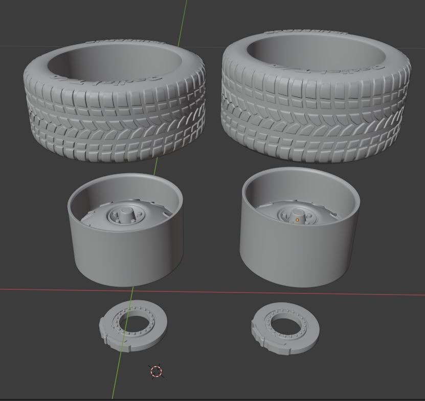 1:24/25 Scale Model Wheels Muscle Car Rallye Front and Rear Set Resin ...