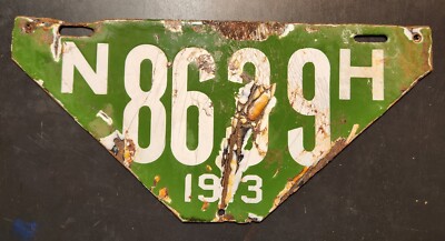 1913 New Hampshire NH Porcelain License Plate Non-Resident Visitor ...