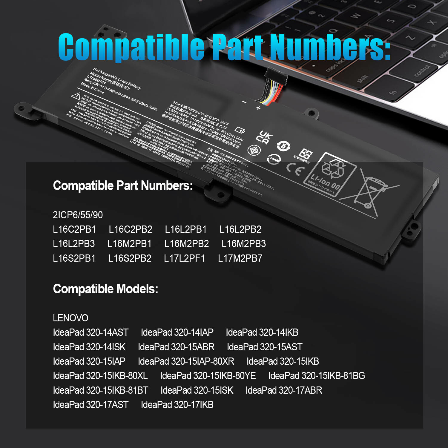 L16M2PB1 L16C2PB1 Battery for Lenovo IdeaPad 330 320 320-14AST 320 ...