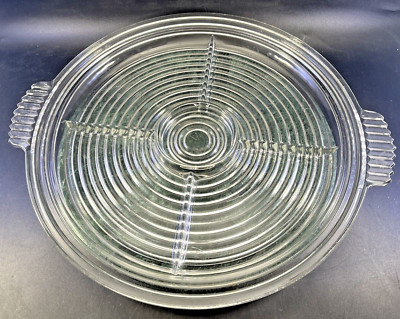 MCM Anchor Hocking Glass Clr Manhattan 15.5" Handled 5 Part Relish ...