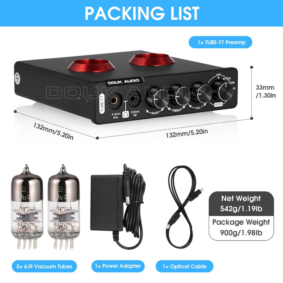 Mini Tube DAC Preamp COAX/OPT to RCA Converter Balanced Headphone Amp ...