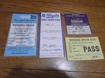 1979-99 les grobstein mlb ticket pass lot new york yankees royals white ...