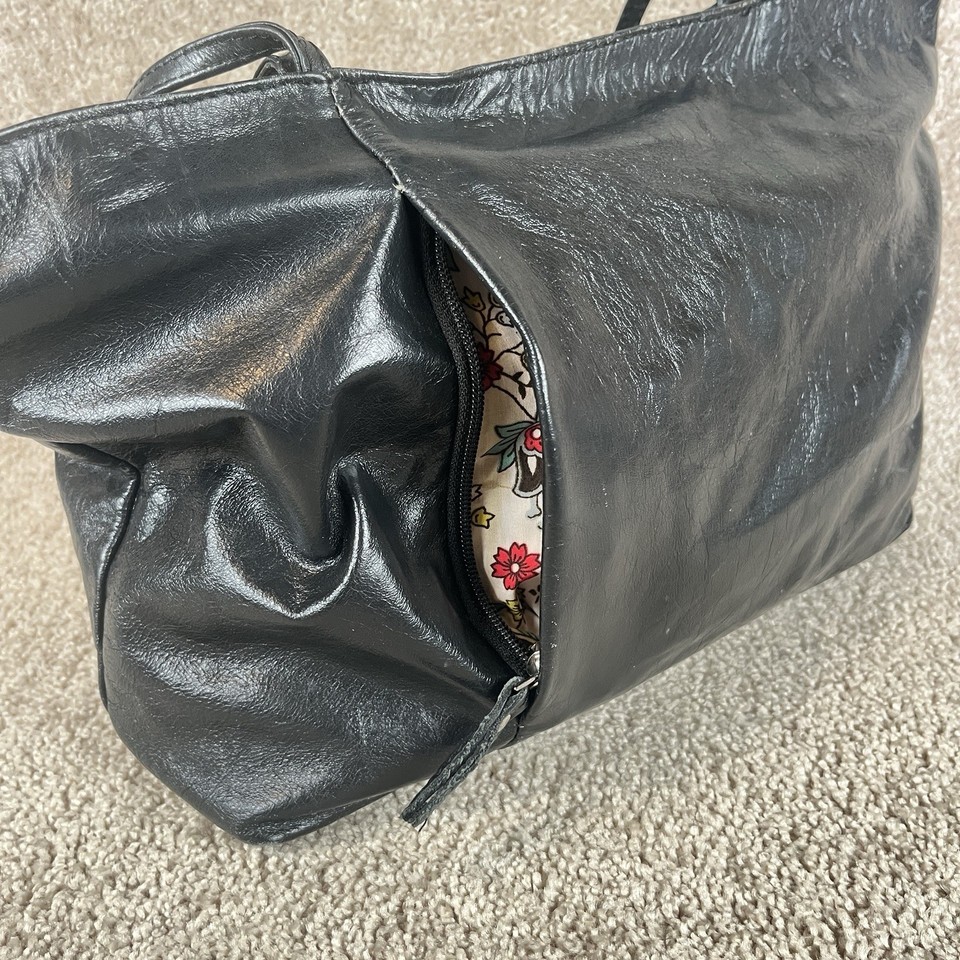 Latico Leather Tote Shoulder Work Bag Black Lined Pockets Narrow | eBay