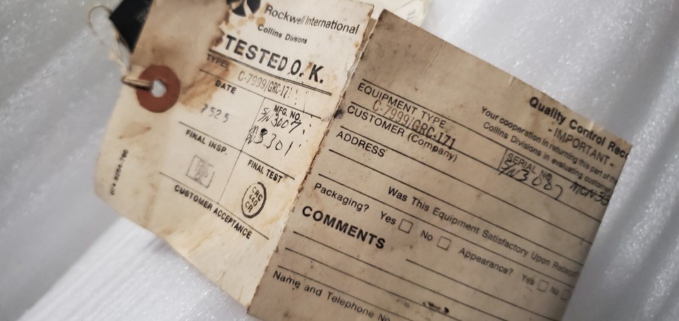 NOS Rockwell Collins C-7999 / GRC-171 aircraft UHF Radio Set Control | eBay