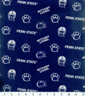 PENN STATE NITTANY LIONS - ALL OVER 100% Cotton Fabric 1/4 yd, 9" x 43 ...
