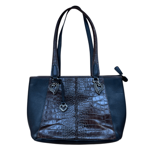 Brighton Double Heart Handbag Croc Embossed Pebbled Leather shoulder ...