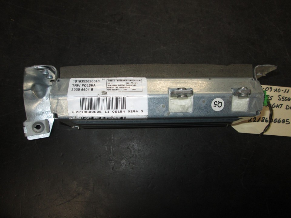 07 08 09 10 11 MERCEDES S550,S600,S63 REAR RIGHT DOOR SRS #2218600605 ...