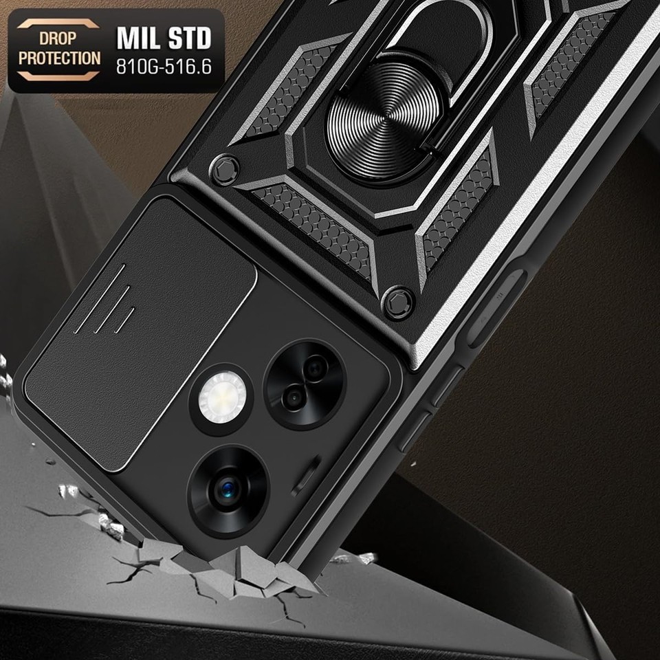 For OnePlus Nord 5 CE5 Case,Shockproof Ring Phone Cover + Glass Screen ...