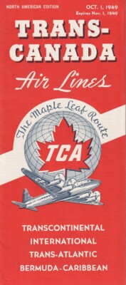 TCA Trans-Canada Air Lines timetable 1949/10/01 | eBay