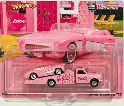 Custom Hot Wheels Team Transport Barbie '56 CORVETTE Car on Ramp Tow ...