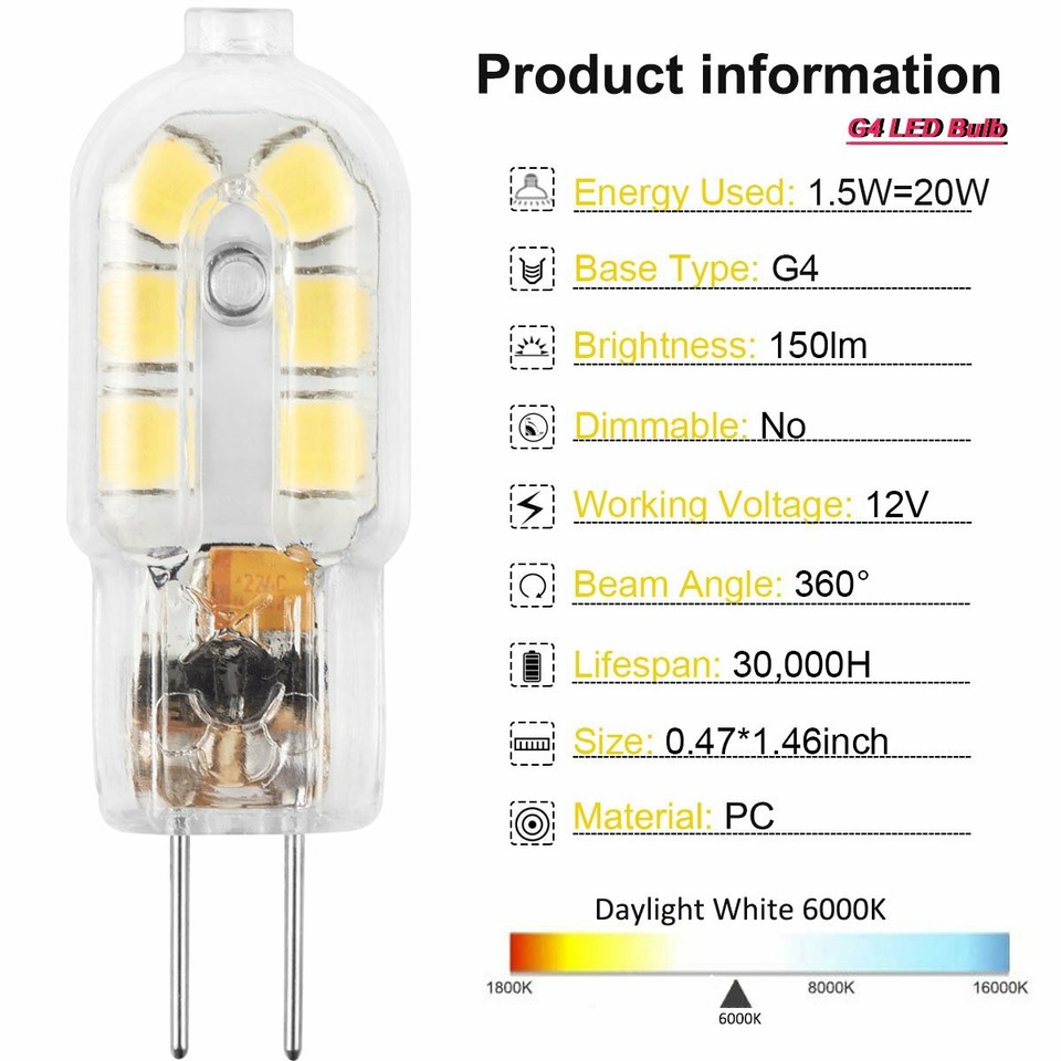 G4 LED Bulbs JC Bi-pin For Under Counter Kitchen Under-Cabinet Light ...