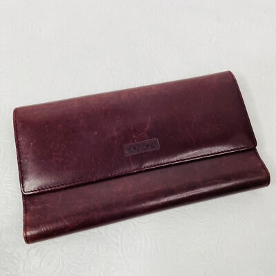 Bosca Romagna Calfskin Burgundy Leather Billfold Wallet Snap Close est ...