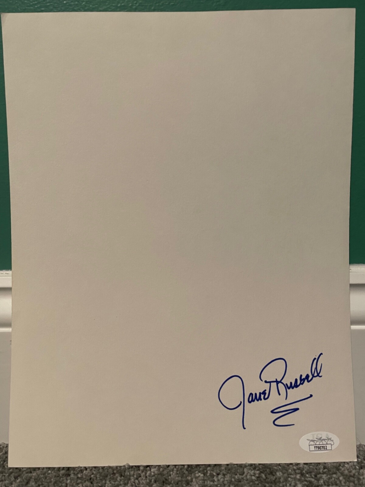 Jane Russell signed JSA COA 8.5x11 cardstock Marilyn Monroe psa bas | eBay