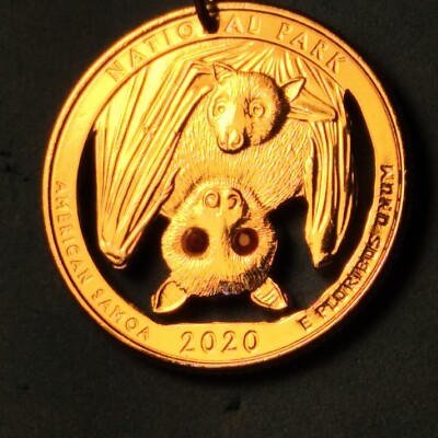 CUTE CORONA BAT COIN NECKLACE WITH REAL RUBIES (2020 American Samoan ...