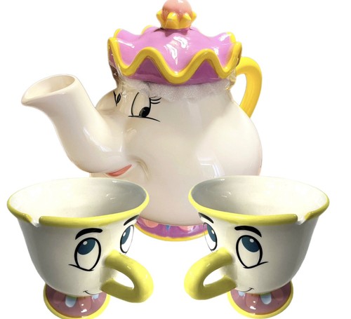 Mrs Potts and Chip Ceramic Tea Set Beauty and The Beast Disney Brand ...