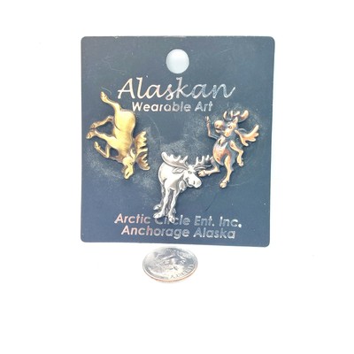Alaskan Wearable Art Moose Lapel Pin Set Arctic Circle Anchorage Alaska ...
