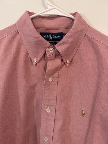 VTG Ralph Lauren Blake Shirt Mens L Pink Flesh Pony Long Sleeves Button ...