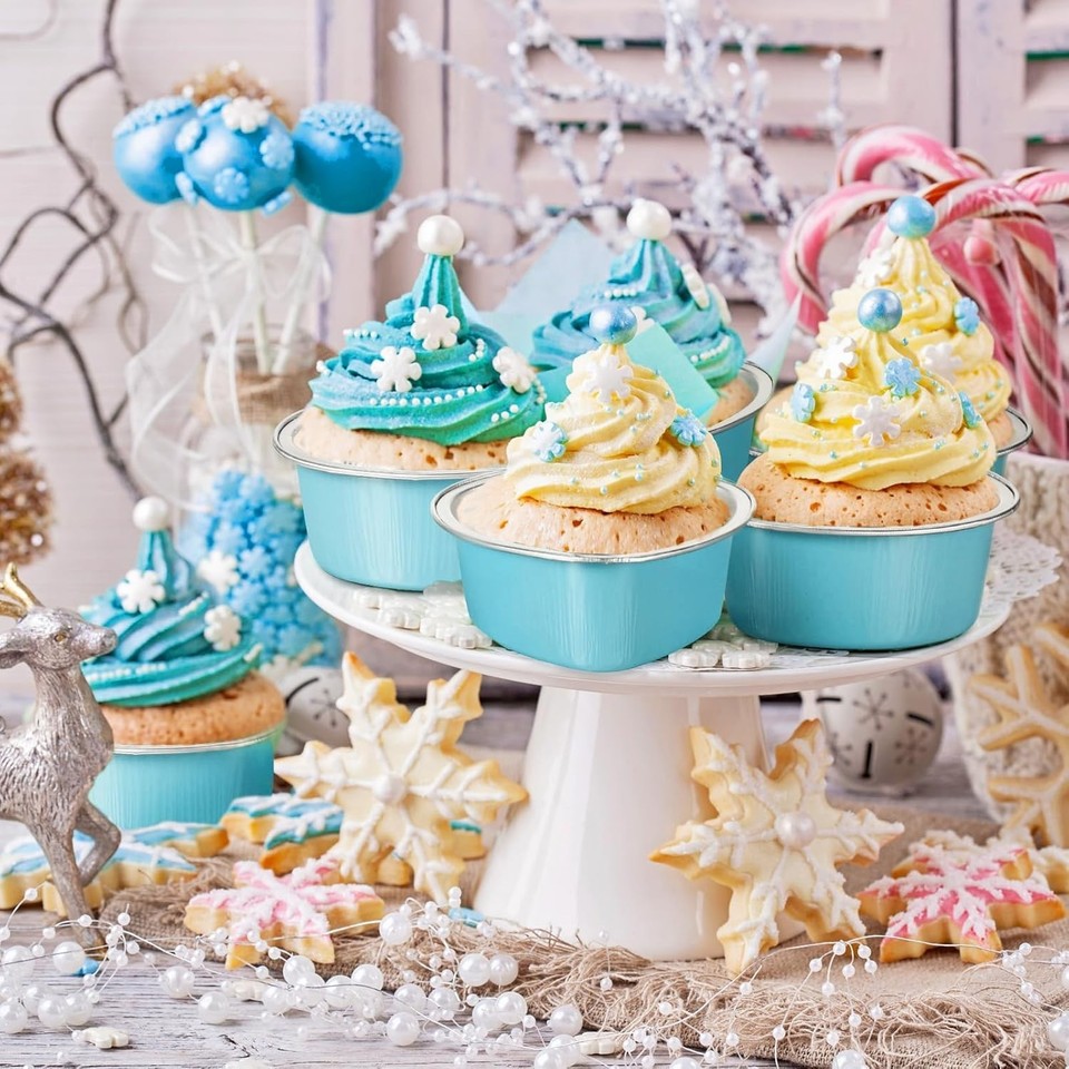 Aluminum Foil Cake Pan Heart Shaped Cupcake Cup with Lids 100 ml/ 3.4 ...