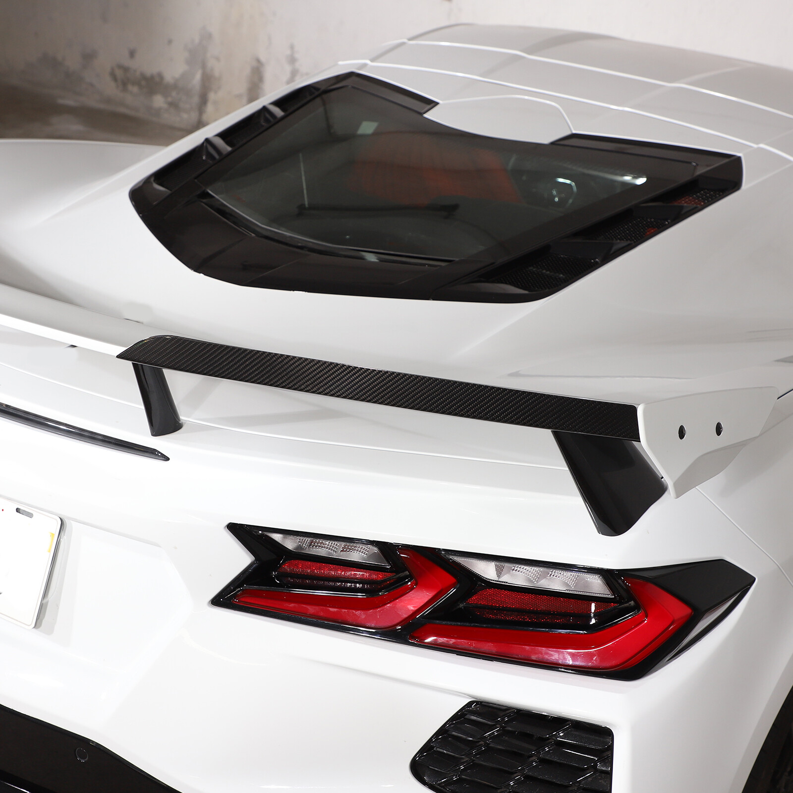 Real Carbon Fiber High Wing Spoiler Add-On Pillar For Corvette C8 ...
