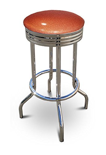 Bar Stool 24" or 29" Tall Chrome Retro Backless Colored Vinyl Swivel ...