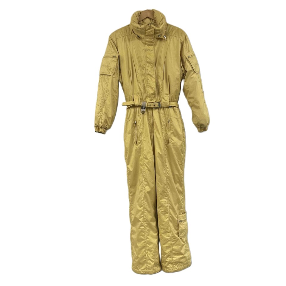NILS Fur Hooded Yellow Jumpsuit Ski Suit Size 10P Snowsuit | eBay
